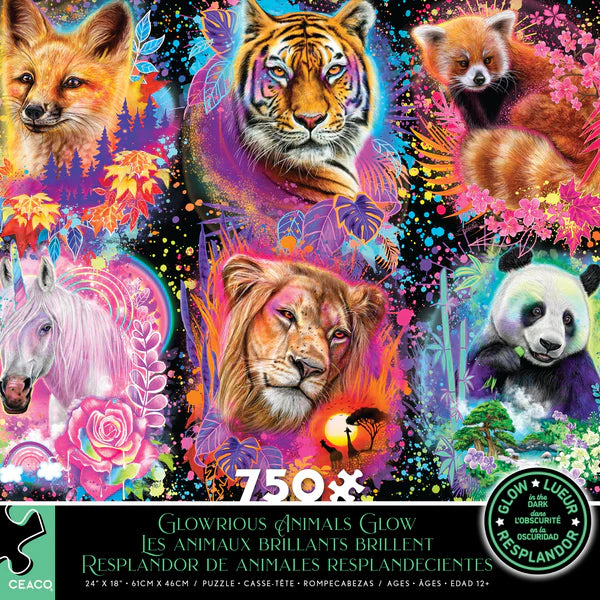 Buy Glowrious animals, sheena pike (750pcs) (glow-in-the-dark) Puzzle ...