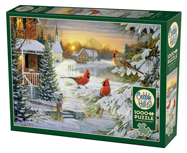 Buy Sunset cardinals, sam timm (1000pcs) Puzzle | Jigsaw Jungle