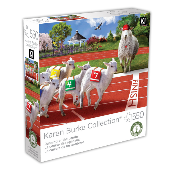 Buy Running of the lambs, karen burke (550pcs) Puzzle | Jigsaw Jungle