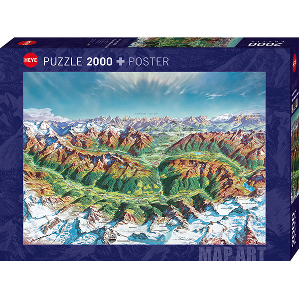 Buy Map art - alpine mountain world, berann (2000pcs) Puzzle | Jigsaw ...
