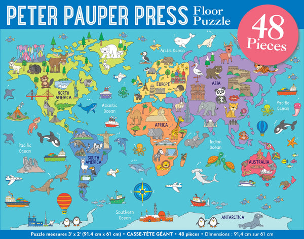 Buy World map floor puzzle (48pcs) Puzzle | Jigsaw Jungle