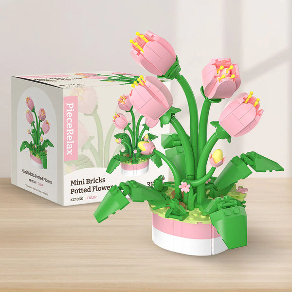Buy Mini bricks potted plant - tulip (317pcs) Puzzle | Jigsaw Jungle