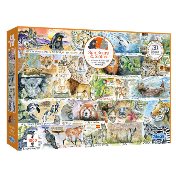 Buy Sun bears and sloths, val goldfinch (1000pcs) Puzzle | Jigsaw Jungle