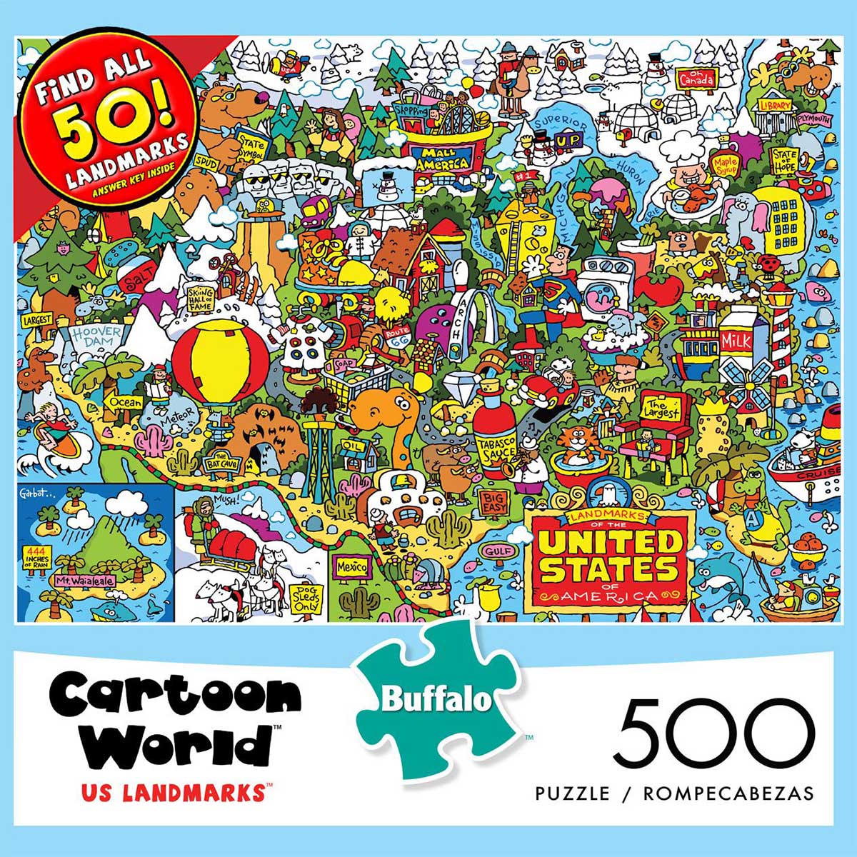 Buy Cartoon world: us landmarks Puzzle | Jigsaw Jungle