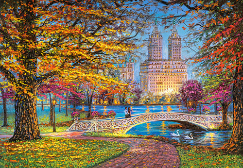 Buy Autumn stroll, central park, robert finale Puzzle | Jigsaw Jungle
