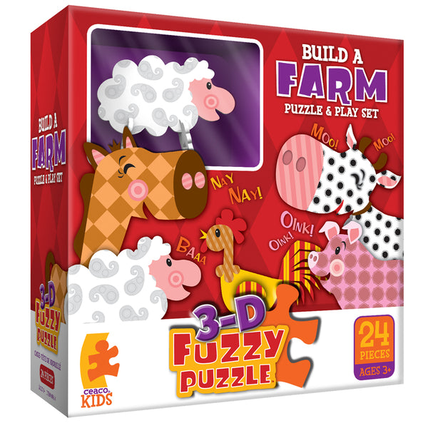 Buy Build a farm 3d fuzzy puzzle & playset Puzzle | Jigsaw Jungle