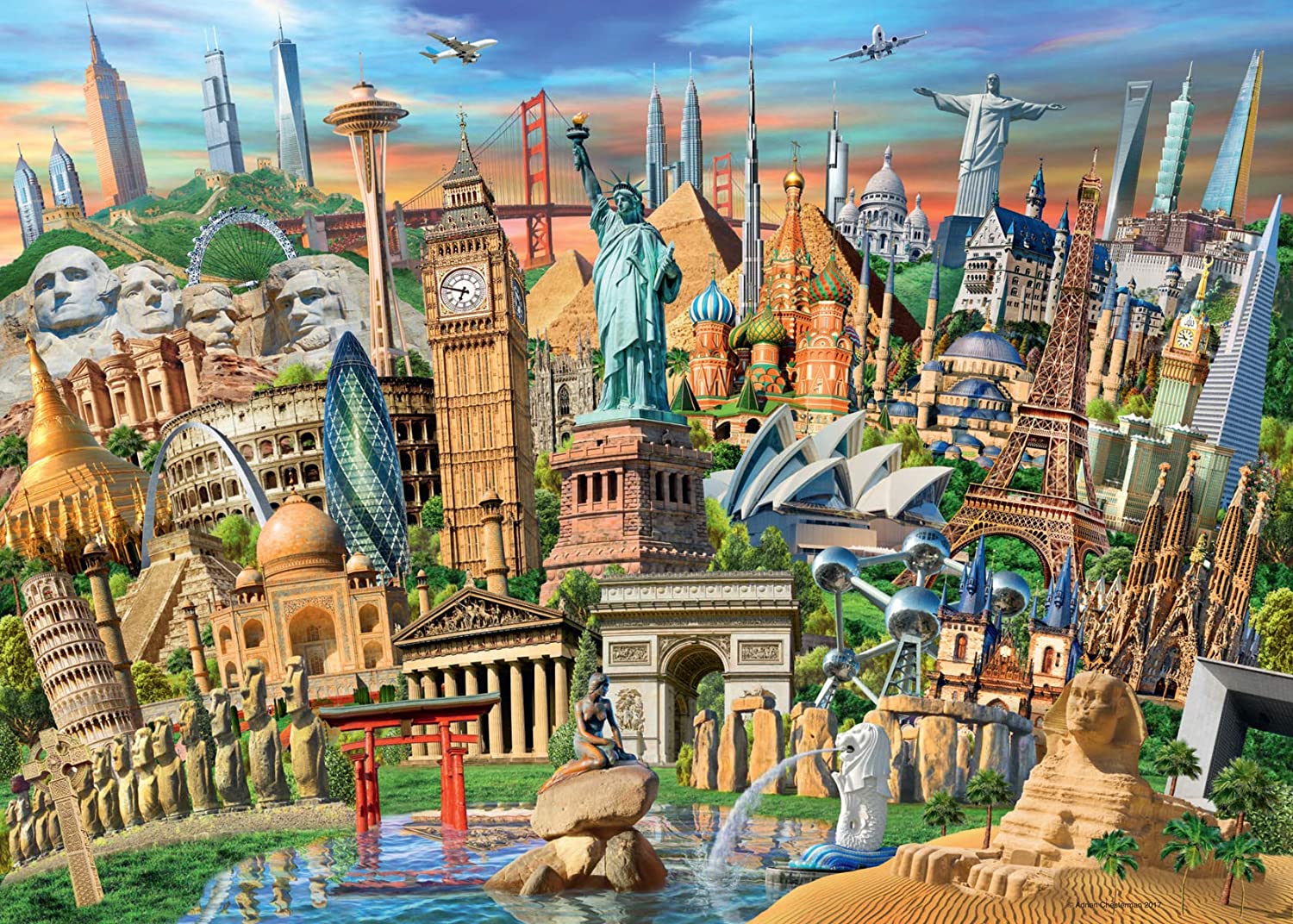Buy Ravensburger world landmarks, adrian chesterman (1000pcs) Puzzle ...