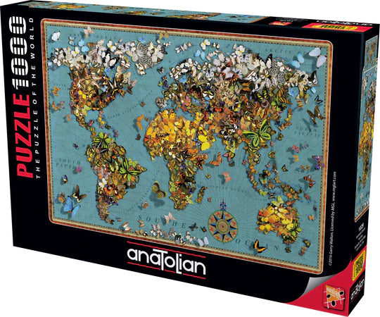 Buy Butterfly world map, garry walton (1000pcs) Puzzle | Jigsaw Jungle