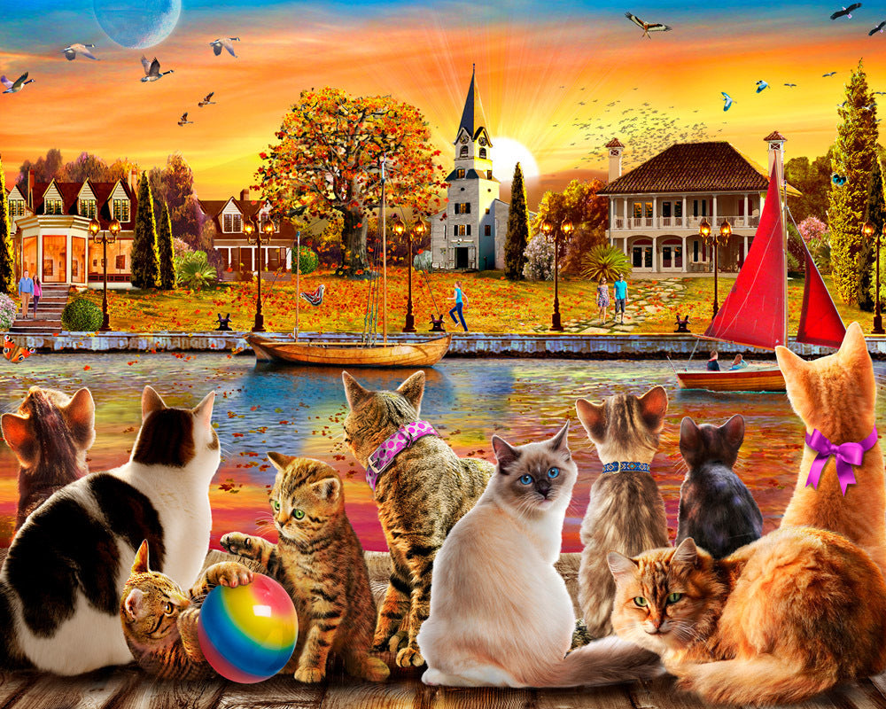 Buy Dockside cats, adrian chesterman (1000pcs) Puzzle | Jigsaw Jungle