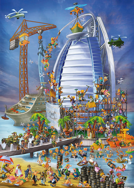 Buy Building the burj al arab - cartoon collection Puzzle | Jigsaw Jungle