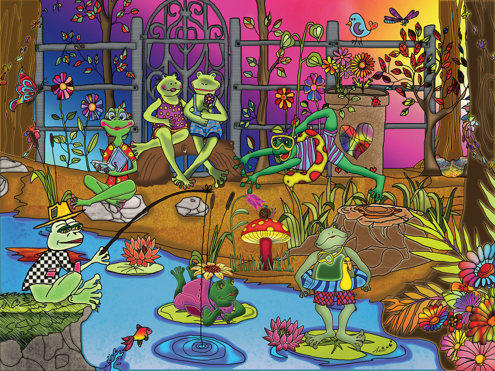 Buy Frogs day off - reversable, exclusive collection Puzzle | Jigsaw Jungle